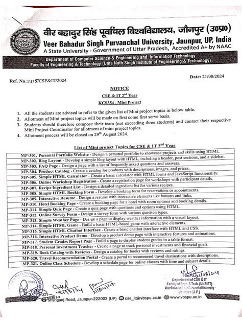 Mini Project Topic List Cse And It 2nd Year 3rd Sem Pdf