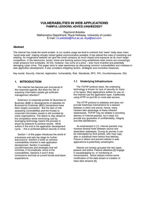 vulnerabilities in web applications pdf world wide web internet and web