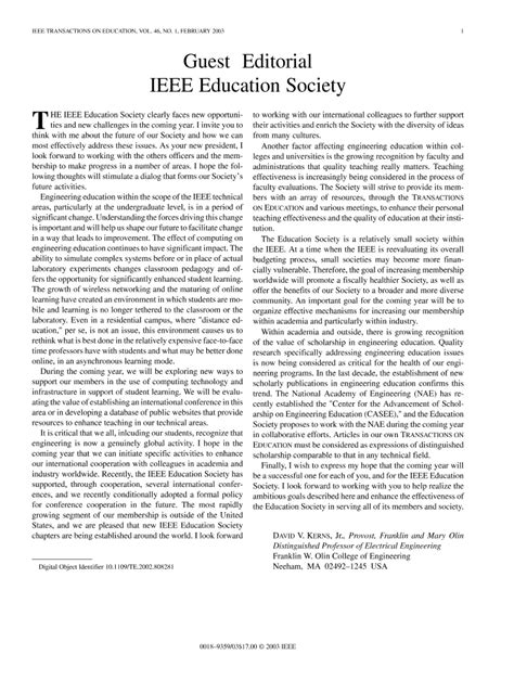 Guest Editorial Ieee Education Society Ieee Journals And Magazine