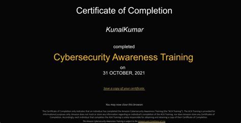 Kunal Kumar On Linkedin Cybersecurityawarenestrainingcertificate Securityawareness…