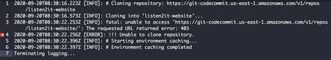 Unable To Clone Repository From Code Commit At Build Step While