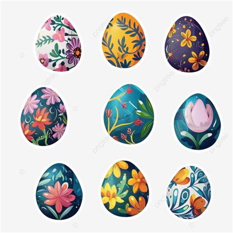 부활절 달걀 스티커 세트 부활절 상표 인사 Png 일러스트 및 이미지 에 대한 무료 다운로드 Pngtree