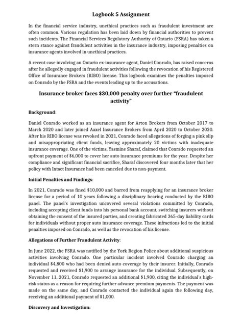Logbook 5 Assignment Pdf Insurance Insurance Broker
