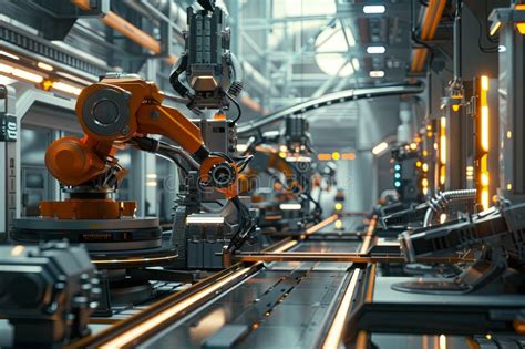 A Futuristic Manufacturing Plant Showcasing Advanced Robotics And Automated Systems Controlled