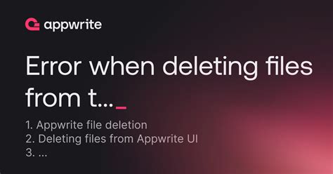 Error When Deleting Files From The Appwrite Ui Threads Appwrite