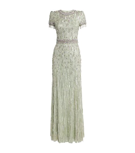 Jenny Packham Green Tulle Embellished Roxy Gown Harrods Uk