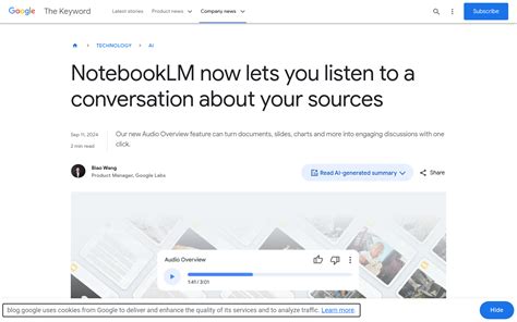 NotebookLM Audio Overview使用入口地址 Ai网站最新工具和软件app下载