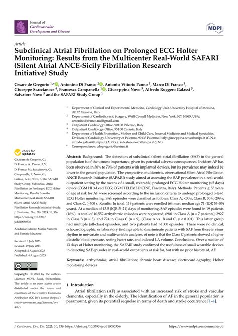 Pdf Subclinical Atrial Fibrillation On Prolonged Ecg Holter Monitoring Results From The