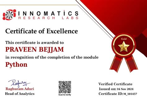 Praveen Bejjam On Linkedin Connections Certificateachievement Python Programming