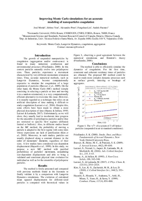 Pdf Improving Monte Carlo Simulations For An Accurate Modeling Of Soot Aggregation