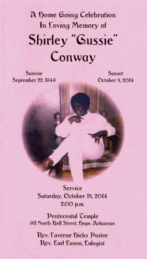 Shirley Gussie Conway — Mcfadden And Hitchye Funeral Enterprises