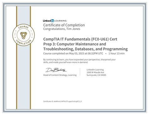 Just Finished The Course Comptia It Fundamentals Fc0 U61 Cert Prep 3 Computer Maintenance