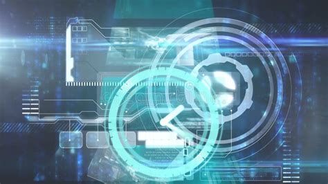 Animation Of Clock Over Scope Scanning And Data Processing On Screens