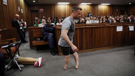 Oscar Pistorius Removes His Artificial Legs At Sentencing Hearing The