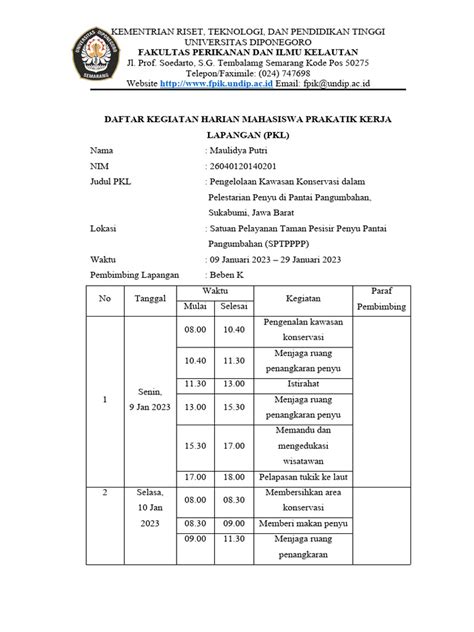Logbook Pkl Pangumbahan Pdf