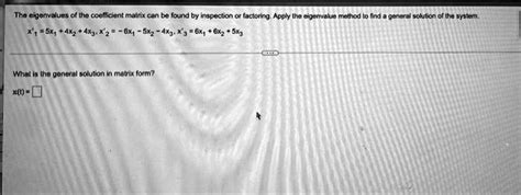Solved The Eigenvalues Of The Coefficient Matrix Can Be Found By