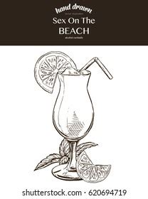 Sex On Beach Vector Sketch Illustration Stock Vector Royalty Free Shutterstock