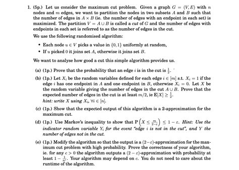 solved 5p let us consider the maximum cut problem given