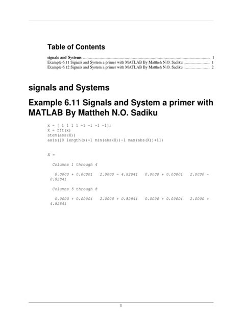 Signals And Systems Example 611 Signals And System A Primer With