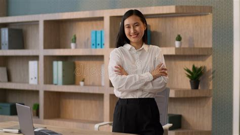 Happy Japanese Chinese Business Woman Leader Boss Smiling Female Asian
