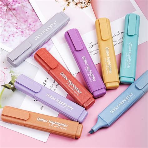 반짝이 형광펜 세트 금속 효과 학생 손 계정 스크랩북 인사말 카드 그림 예술적 글꼴 쓰기 마커 펜 Aliexpress