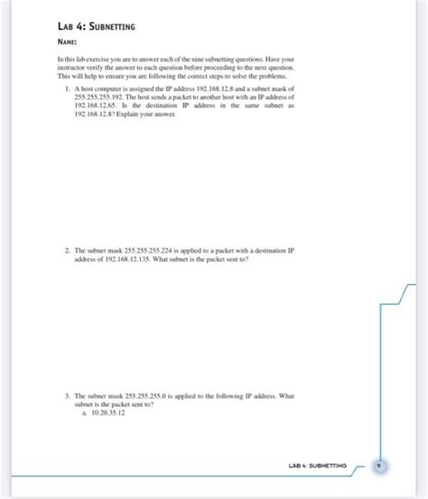 Solved Lab 4 Subnetting Name In This Lab Exercise You Are