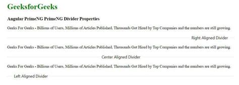 Angular Primeng Divider Properties Geeksforgeeks