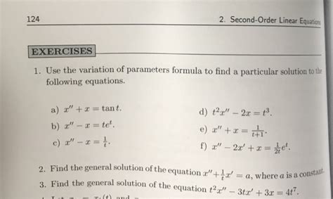 Solved 124 2 Second Order Linear Equation Exercises 1 Use