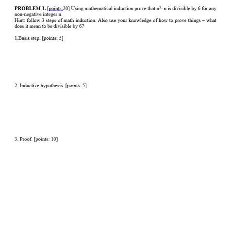 solved problem 1 [points 20] using mathematical induction