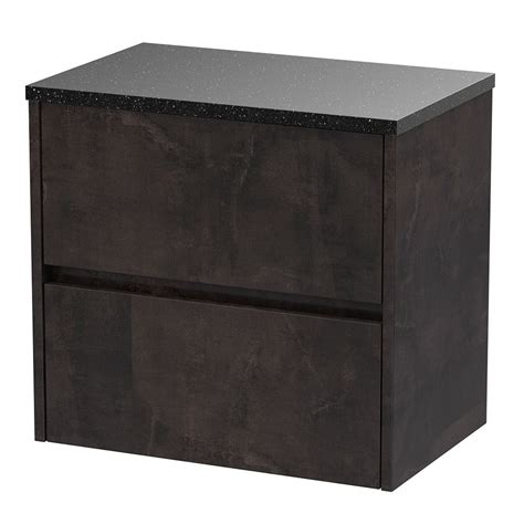Hudson Reed Havana 600mm Wall Hung Basin Unit And Sparkling Black Worktop