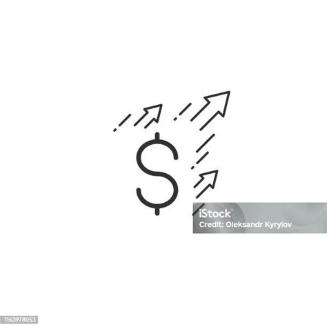 달러 증가 화살표 아이콘 최대 스트레칭 화살표와 돈 기호입니다 가격 상승 비즈니스 비용 판매 아이콘입니다 현금 급여 증가 투자 성장을 촉진합니다 벡터 일러스트레이션 0명에