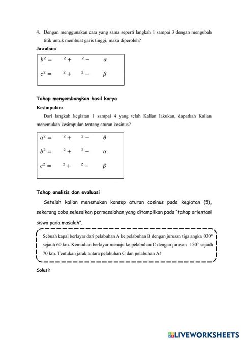 Aturan Sinus Dan Kosinus Worksheet Live Worksheets