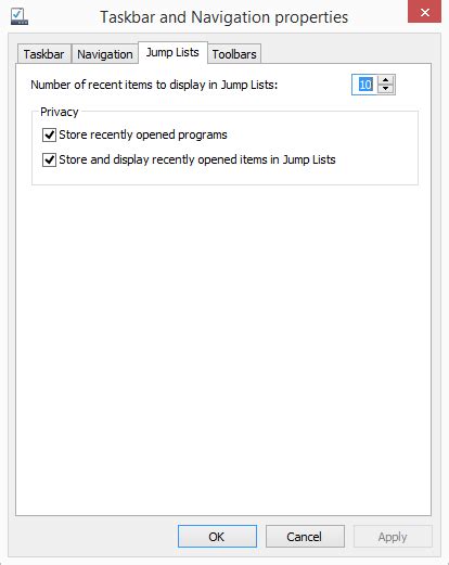Modifying The Number Of Jump List Items Tips Net