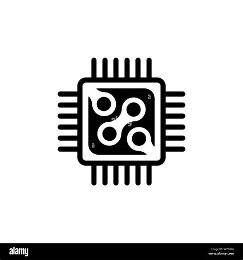 micro processor chip circuit flat vector icon illustration simple black symbol on white