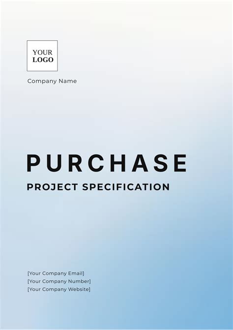 Free Purchase Project Specification Template To Edit Online