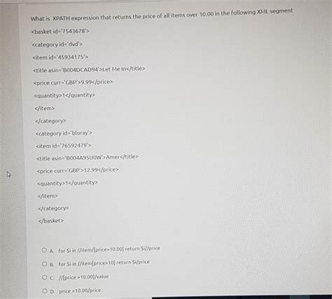 Solved What Is XPATH Expression That Returns The Price Of Chegg Com
