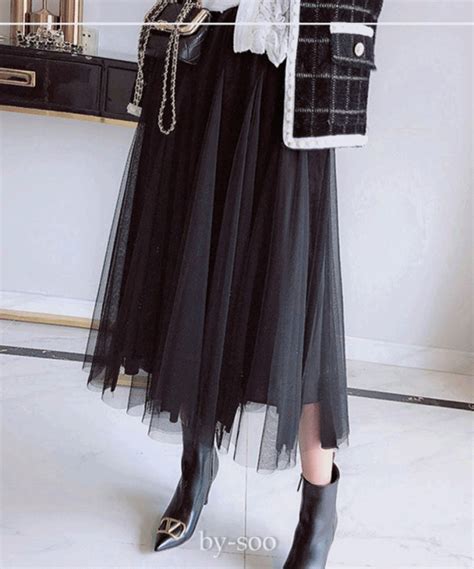 벨벳망사 롱스커트 그레이 브라운 블랙