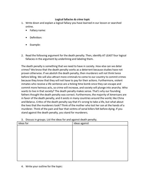 Logical Fallacies Worksheet 2 Pdf Punishments Capital Punishment