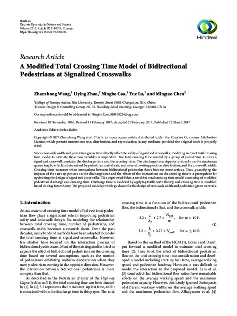 Pdf A Modified Total Crossing Time Model Of Bidirectional Pedestrians At Signalized Crosswalks