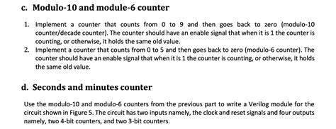 solved c modulo 10 and module 6 counter implement a
