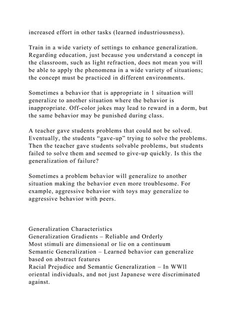 Generalization Discrimination And Stimulus Controlchap Docx