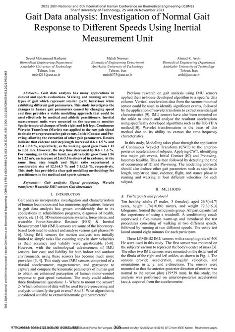 Pdf Gait Data Analysis Investigation Of Normal Gait Response To Different Speeds Using