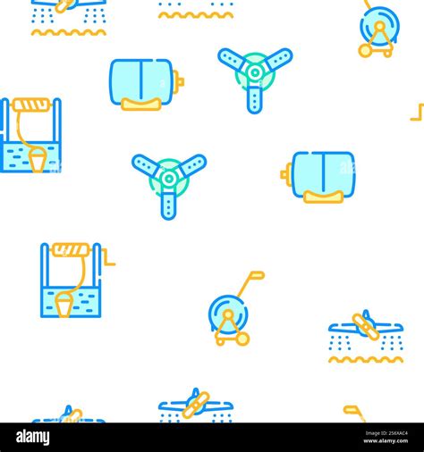 Irrigation System Collection Vector Seamless Pattern Color Line