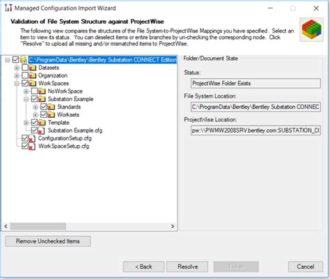 step 1 import workspace and dataset files into projectwise