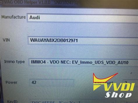 how to use vag obd helper to read audi a1 2013 immo4 data