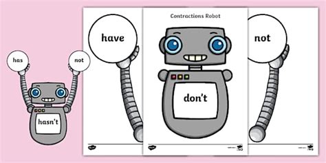 Contractions Robot Teacher Made Twinkl