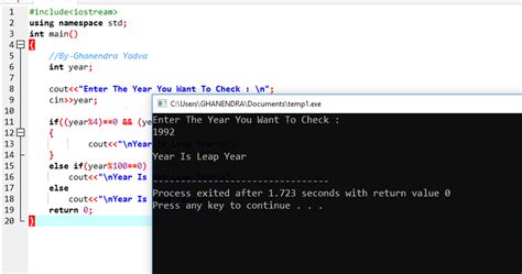 C Program To Check Year Is Leap Year Or Not