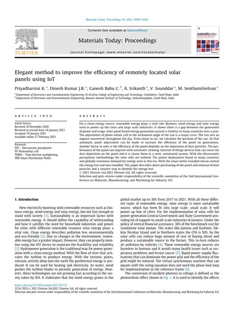 Elegant Method To Improve The Efficiency Of Remotely Located Solar