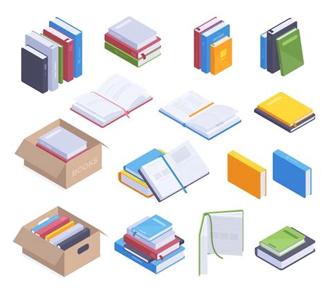 Premium Vector Isometric Books Fiction Fantasy Educational Literature Bookstore Collection 3d