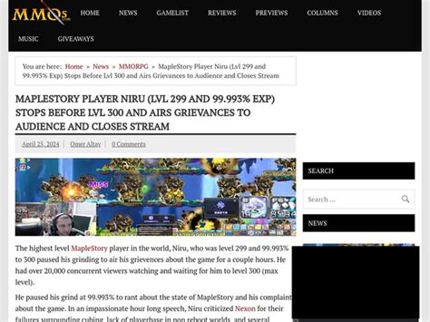 Maplestory Player Niru Lvl 299 And 99993 Exp Stops Before Lvl 300
